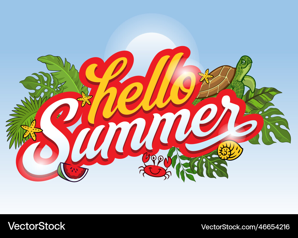 Hello summer greeting sunny day holiday Royalty Free Vector