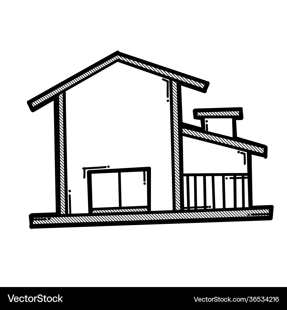 House building doodle icon drawing sketch hand Vector Image