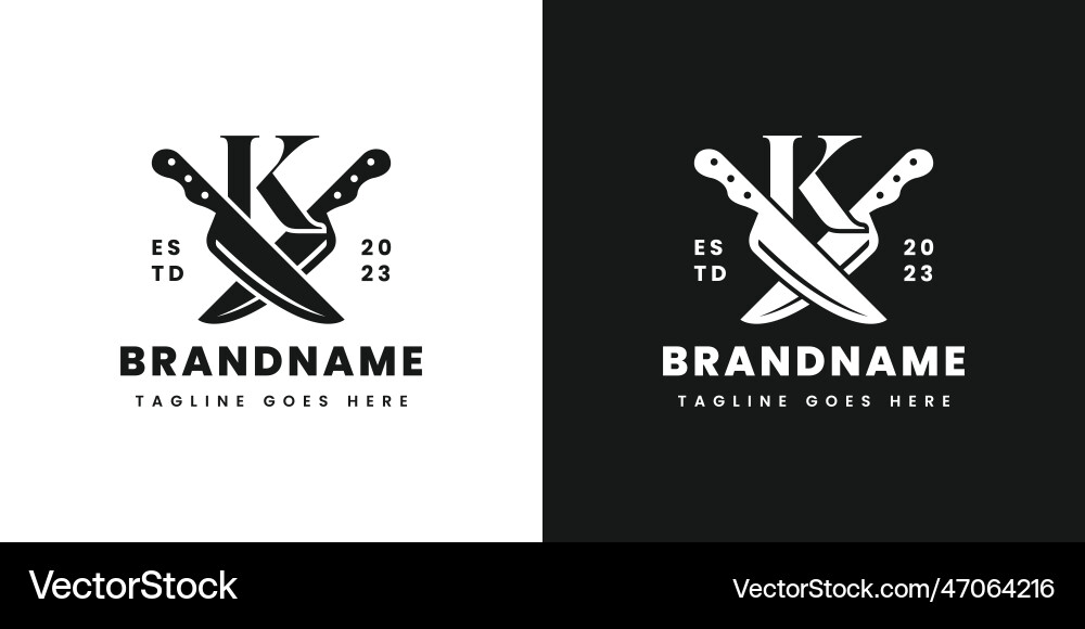 Letter k double knife logo suitable for any Vector Image