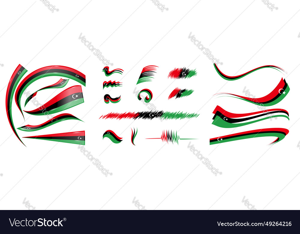 Libya flag set elements on a white background Vector Image