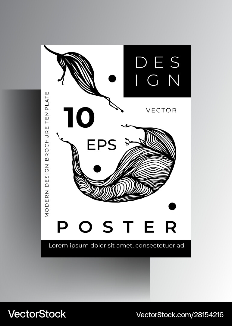 Monochrome design template for poster cover Vector Image