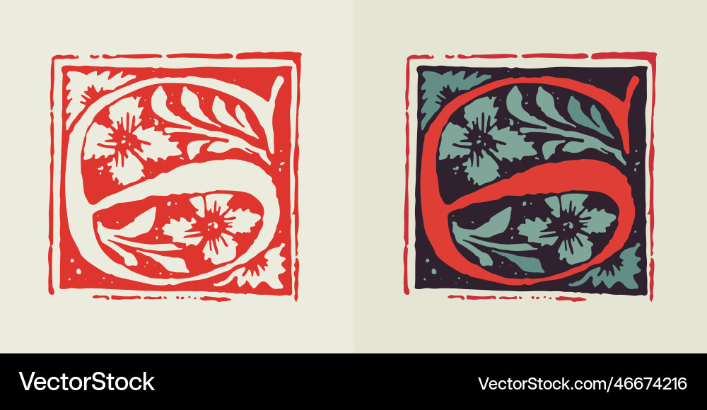 Number 6 medieval gothic initial of six Royalty Free Vector