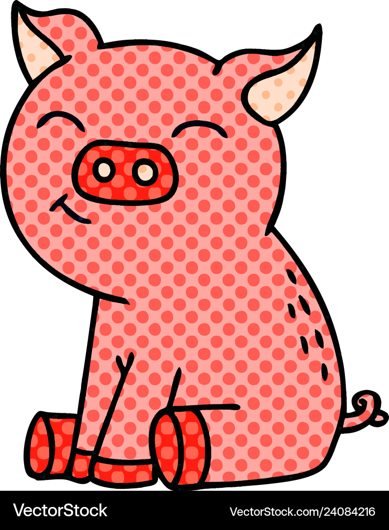 Quirky comic book style cartoon pig Royalty Free Vector