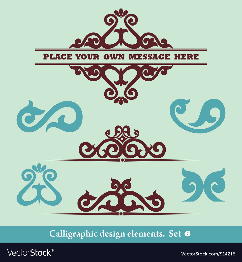 Set calligraphic design elements Royalty Free Vector Image