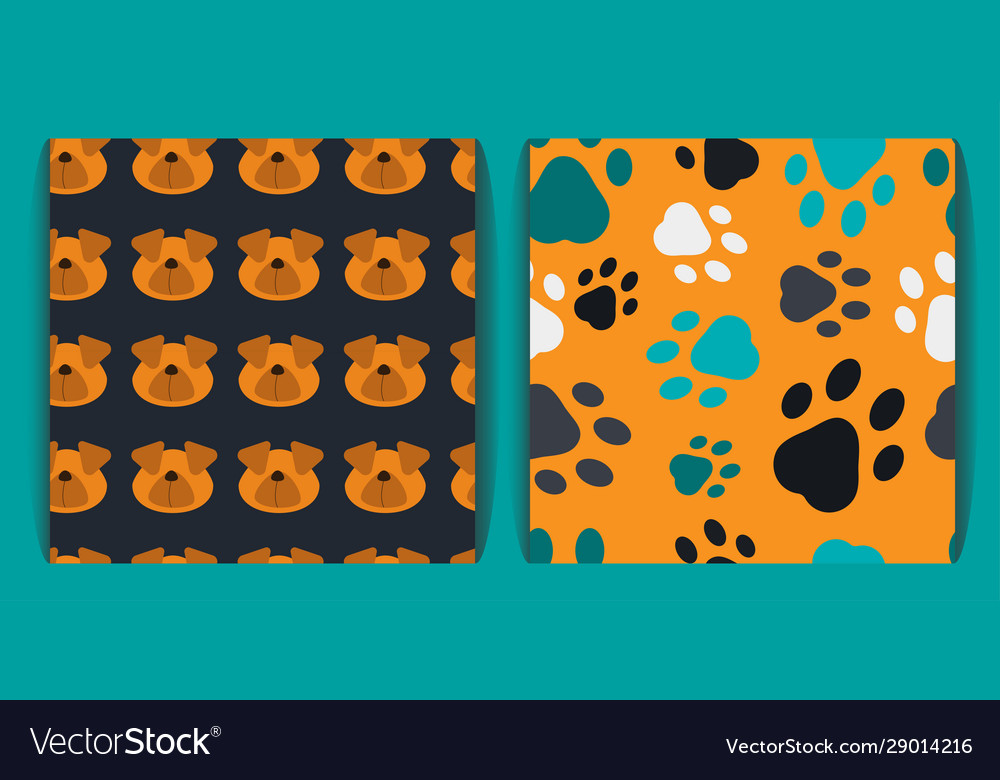 Set patterns with dog Royalty Free Vector Image