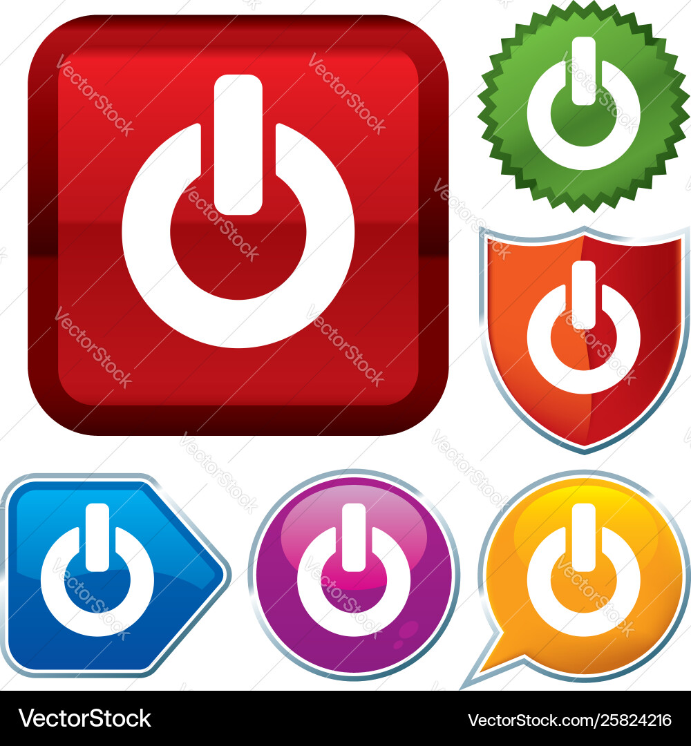 Set shiny icon series on buttons off Royalty Free Vector