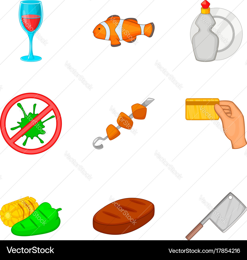 Setout icons set cartoon style Royalty Free Vector Image