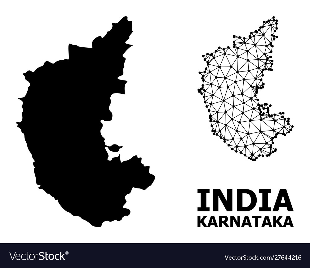 Solid and mesh map karnataka state Royalty Free Vector Image