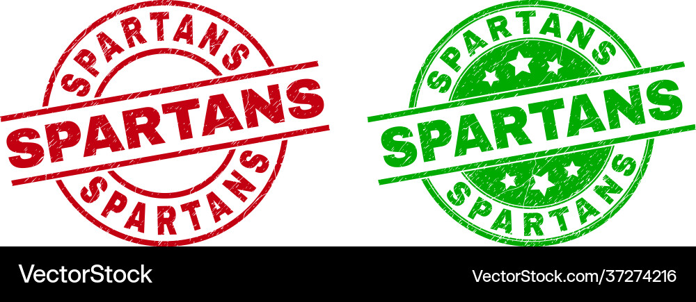 Spartans round stamps with grunge surface Vector Image