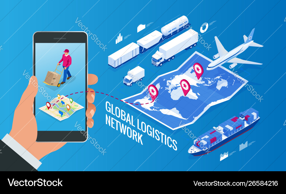 Web template banner global logistics network flat Vector Image