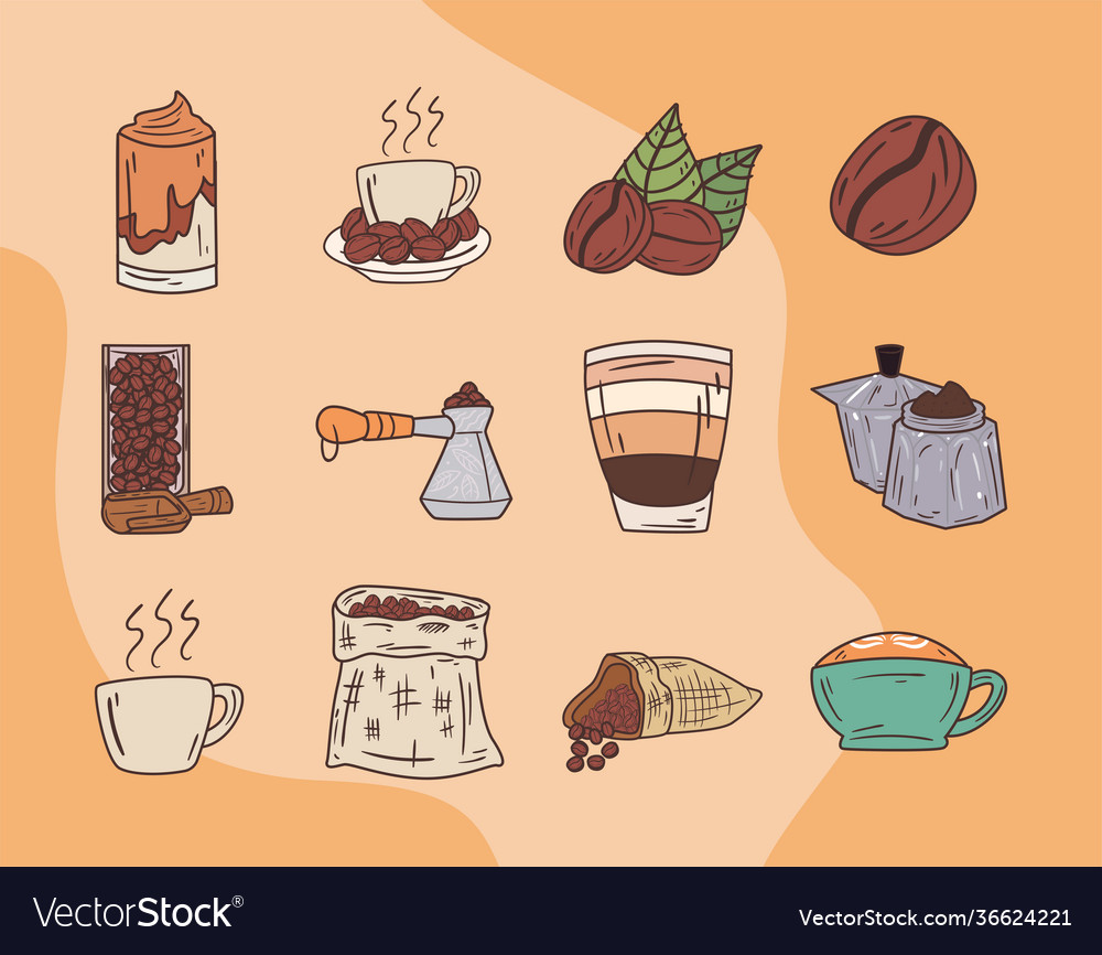 Coffee symbol set Royalty Free Vector Image - VectorStock