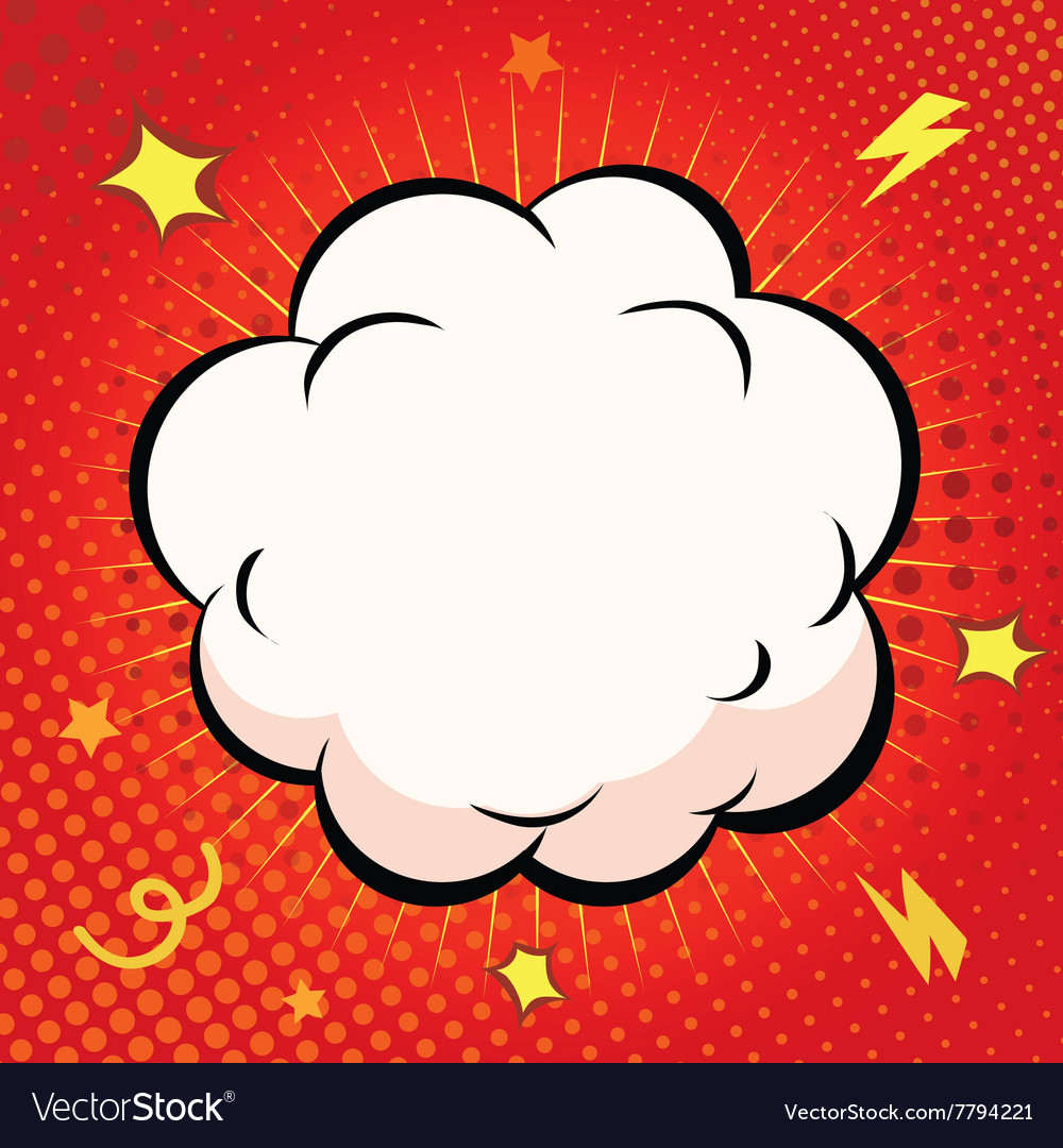 Comic speech bubble cartoon explosion on red Vector Image