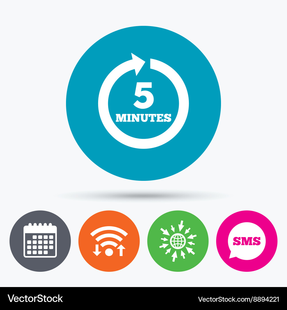 Every 5 minutes sign icon full rotation arrow Vector Image
