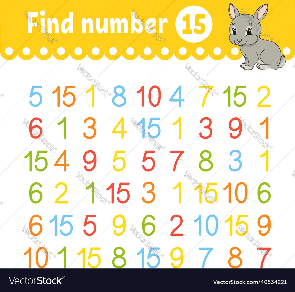 Find number education developing worksheet Vector Image