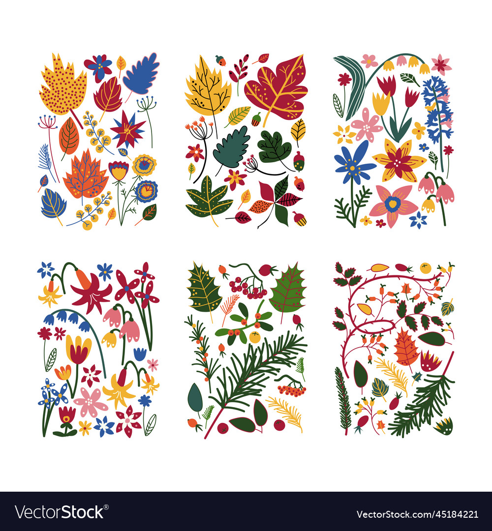 Floral doodle rectangular shape with colorful Vector Image