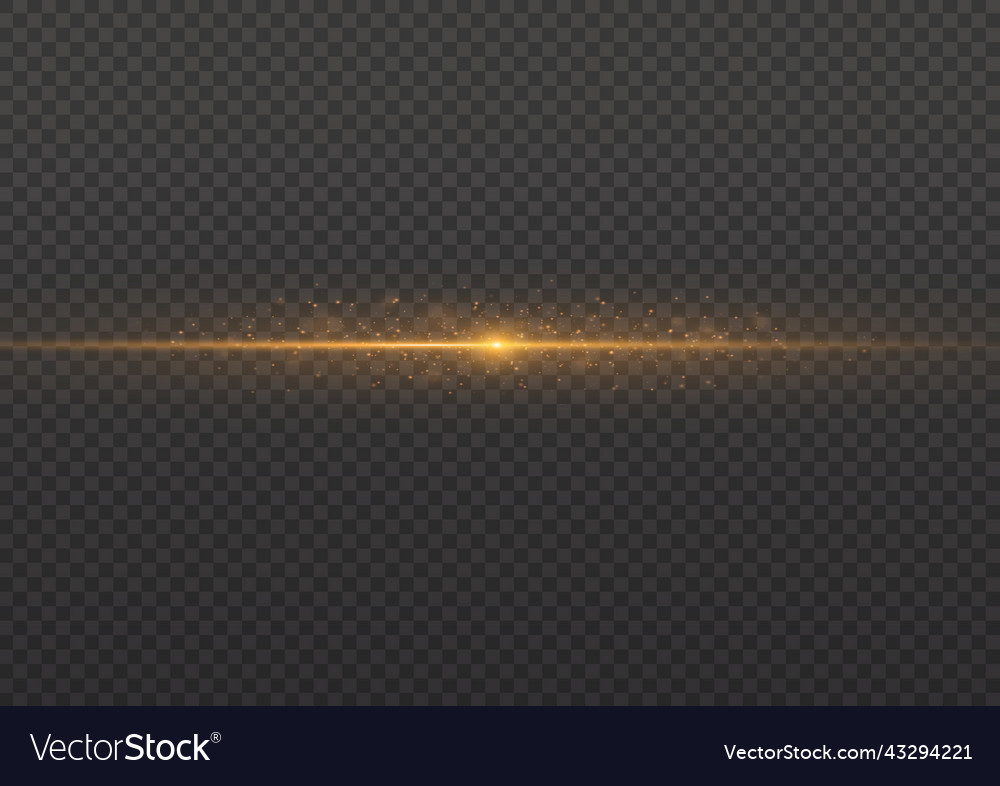 Glowing yellow line horizontal light rays flash Vector Image