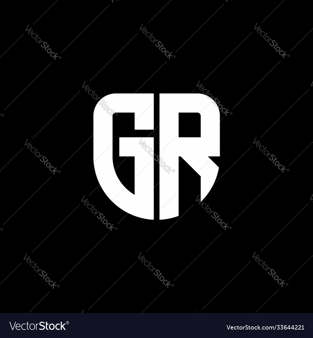 Gr logo monogram with circular shape shield Vector Image