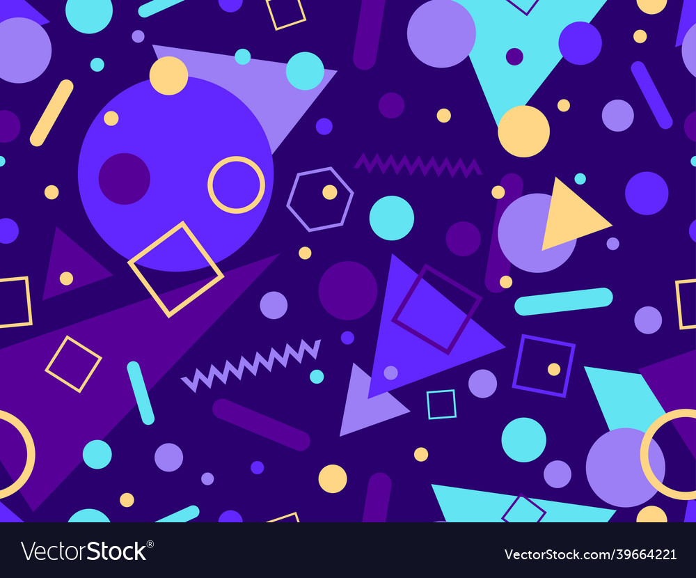Memphis seamless pattern geometric elements Vector Image