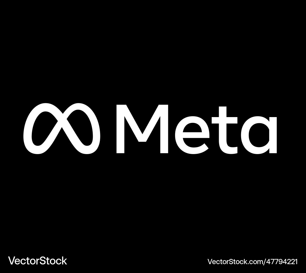 Meta social media symbol logo with name white Vector Image