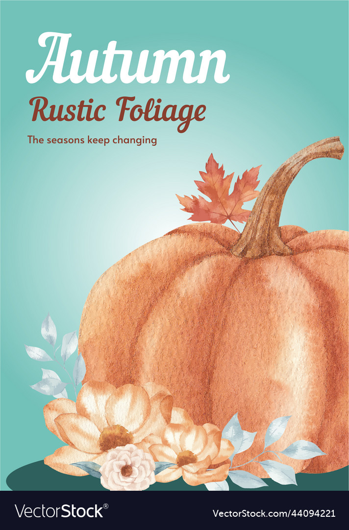 Poster template with rustic fall foliage Vector Image