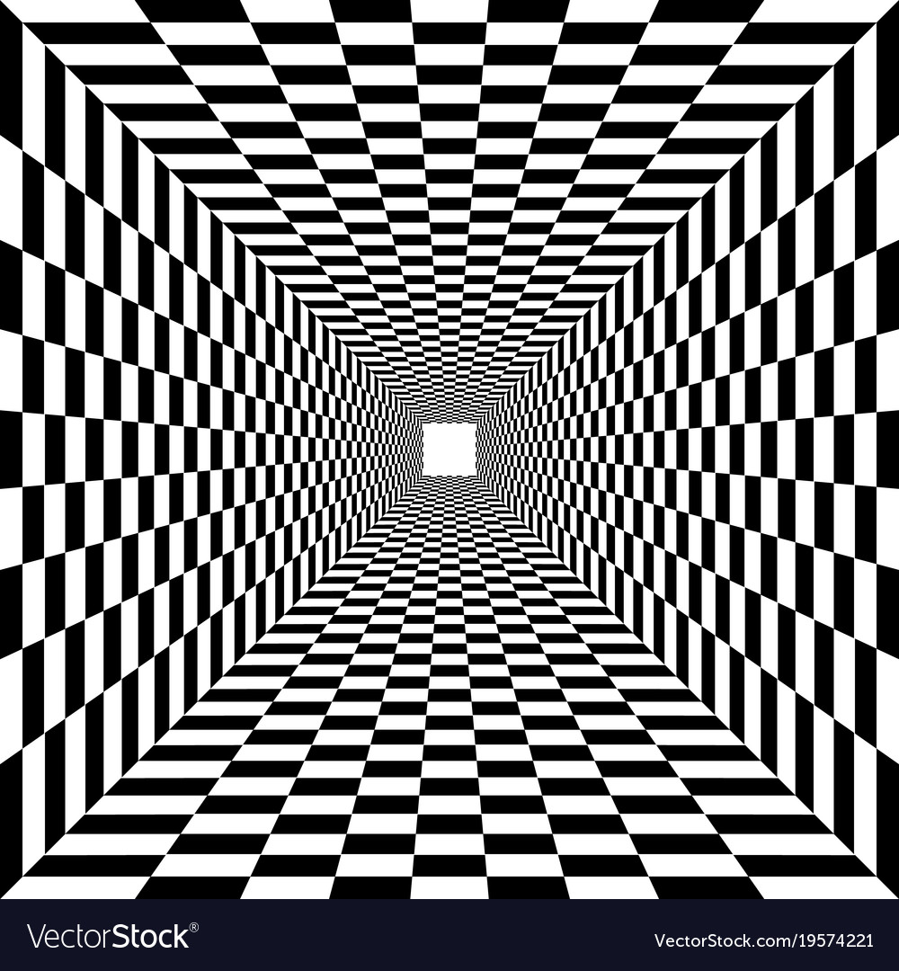 Psychedelic tunnel chessboard pattern Royalty Free Vector