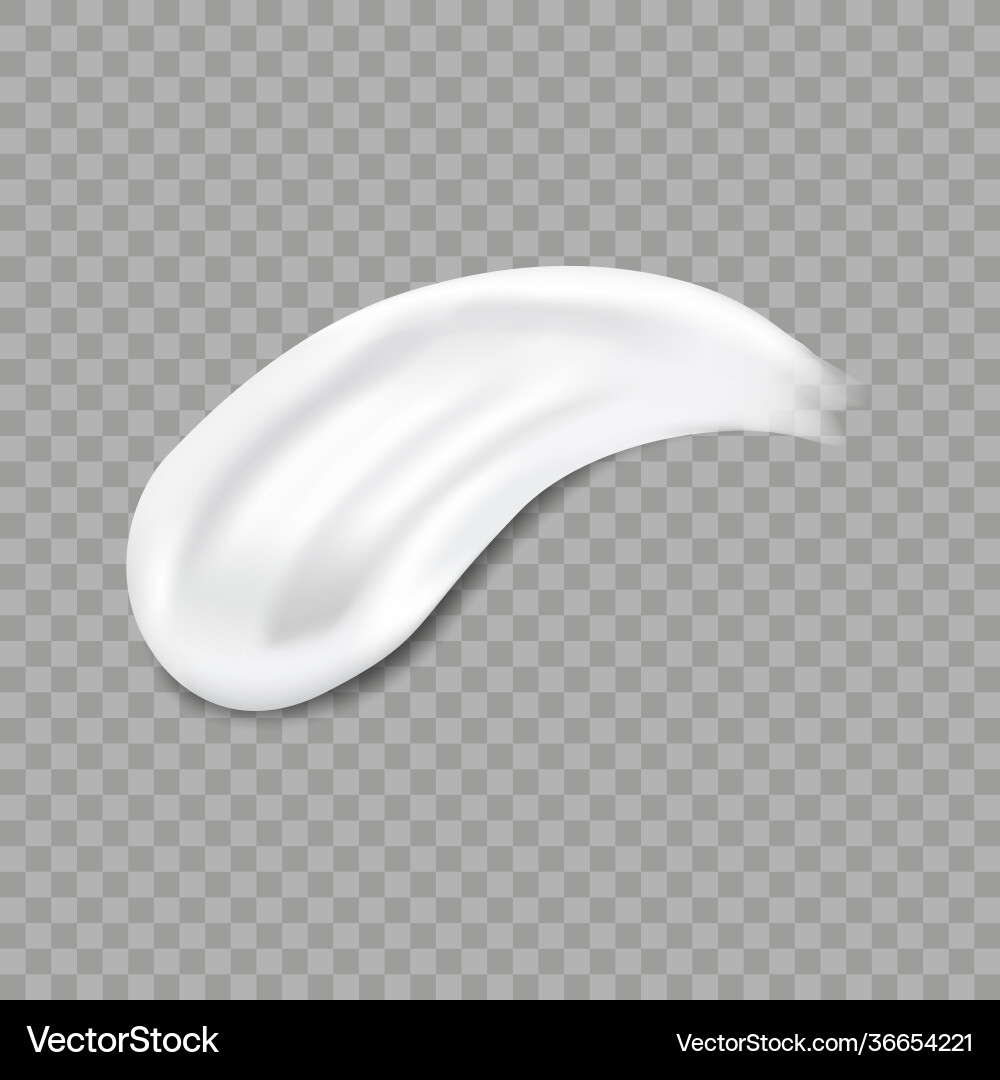 Realistic cream smears white cosmetic cream stroke