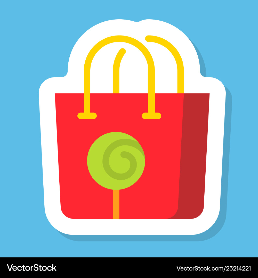 Shopping bag sticker isolated flat stye icon Vector Image