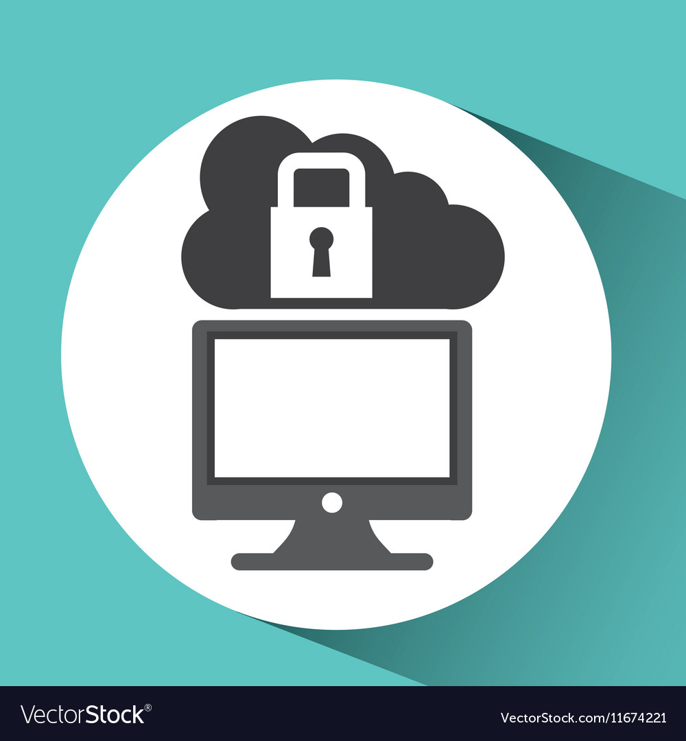 Technology monitor pc cloud security Royalty Free Vector