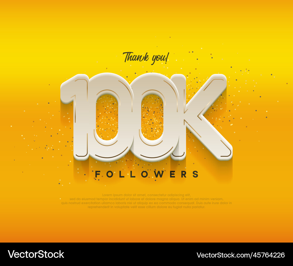 100k followers celebration with modern white Vector Image