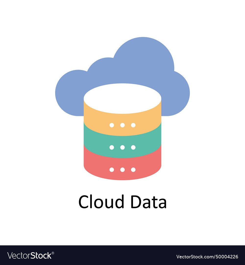 Cloud data flat icon style e Royalty Free Vector Image