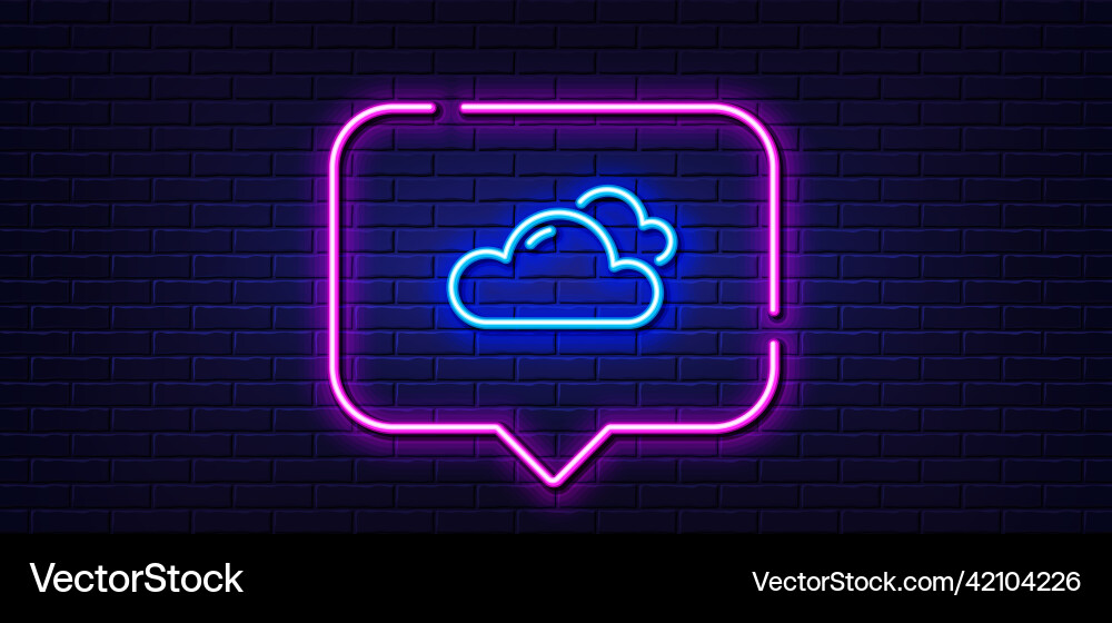 Cloudy weather line icon clouds sign sky neon Vector Image