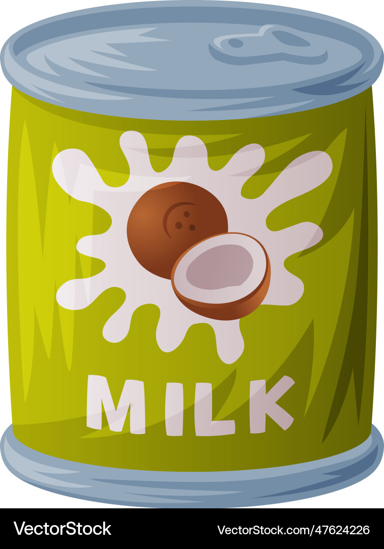 Coconut milk can as organic drink Royalty Free Vector Image