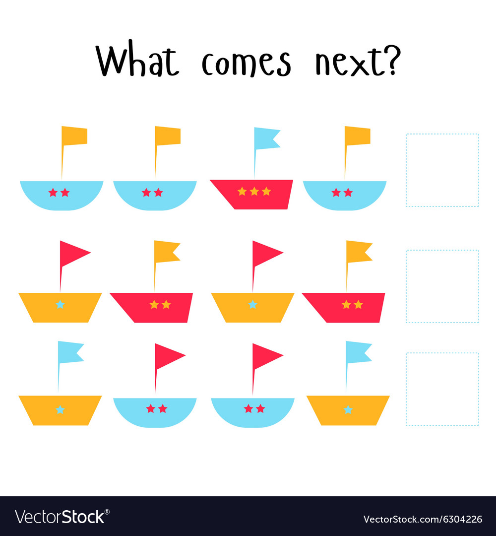Educational game for children what comes next Vector Image