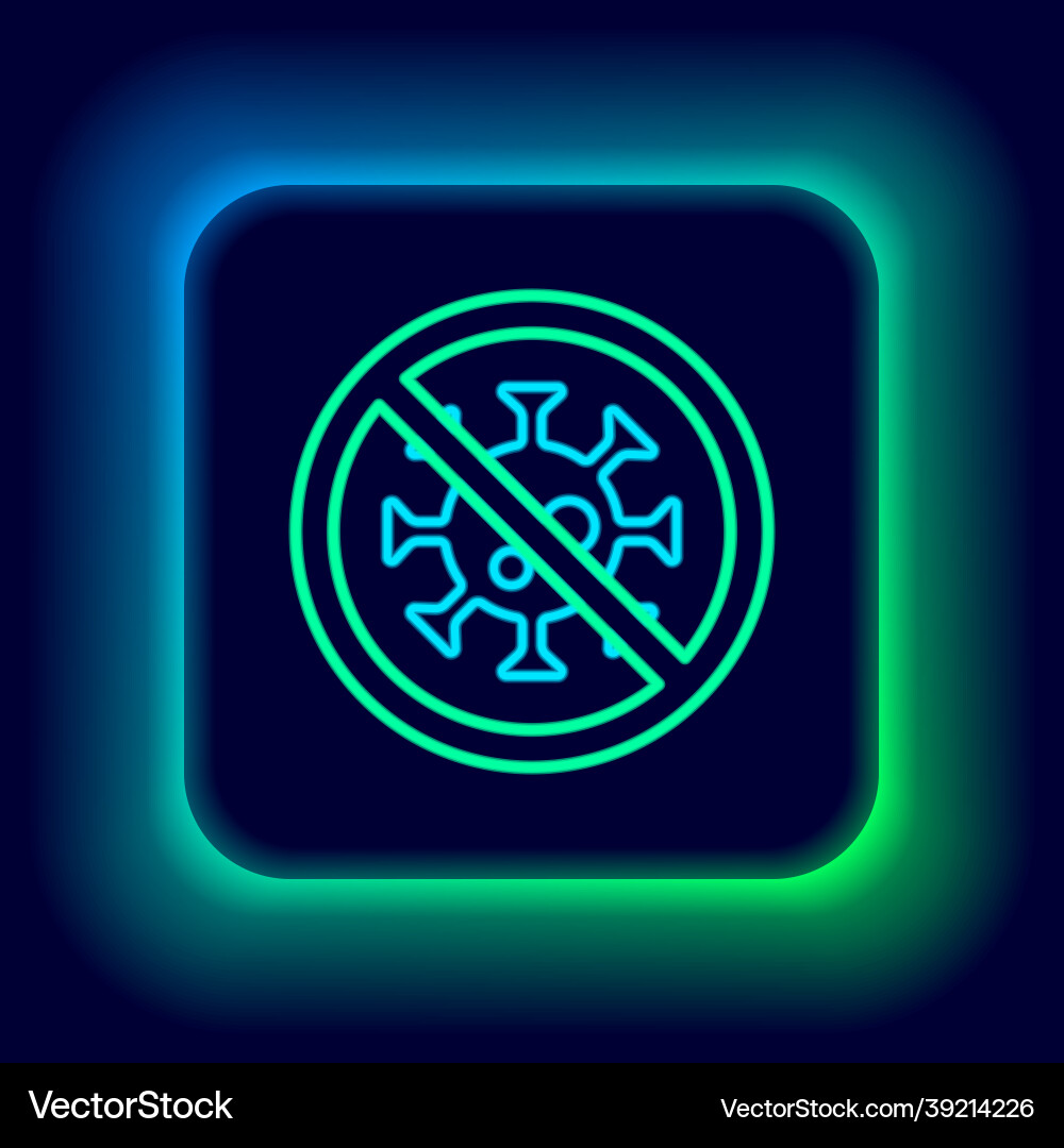 Glowing neon line stop virus icon isolated Vector Image