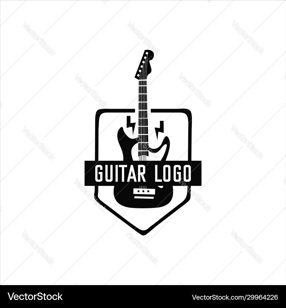 Guitar logo design stock Royalty Free Vector Image