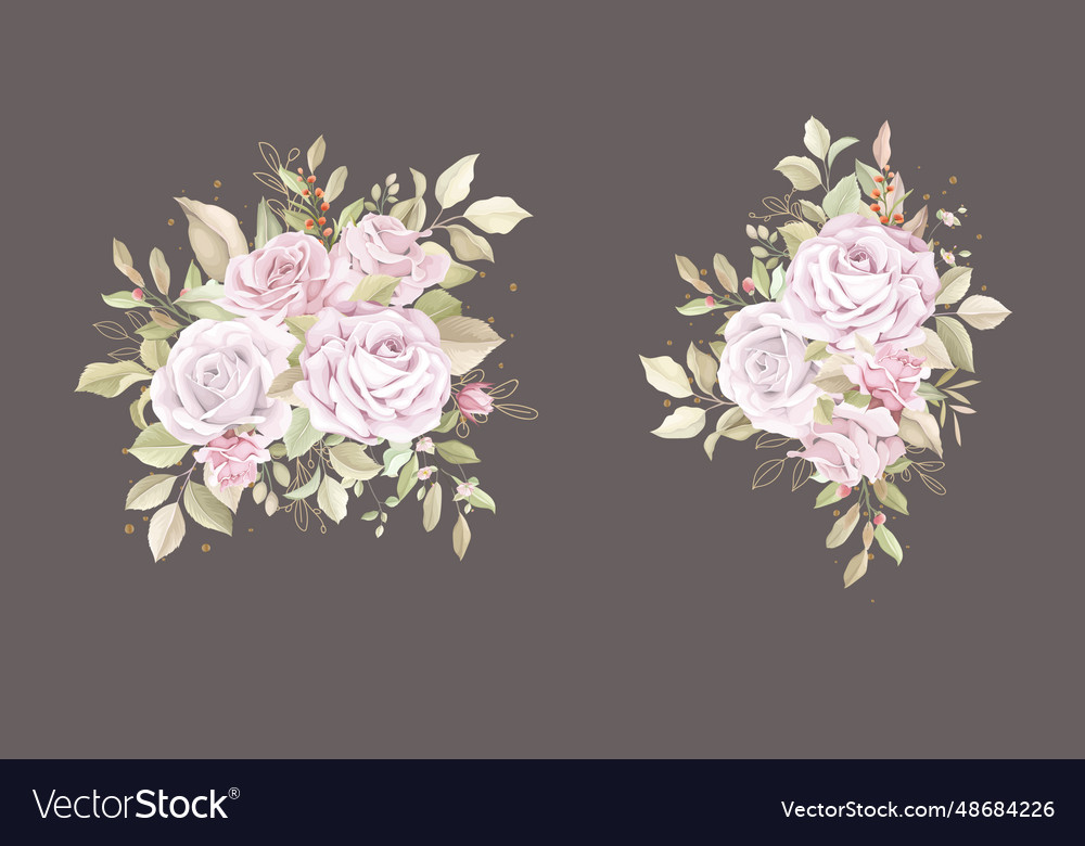 Hand drawn pink roses bouquets Royalty Free Vector Image