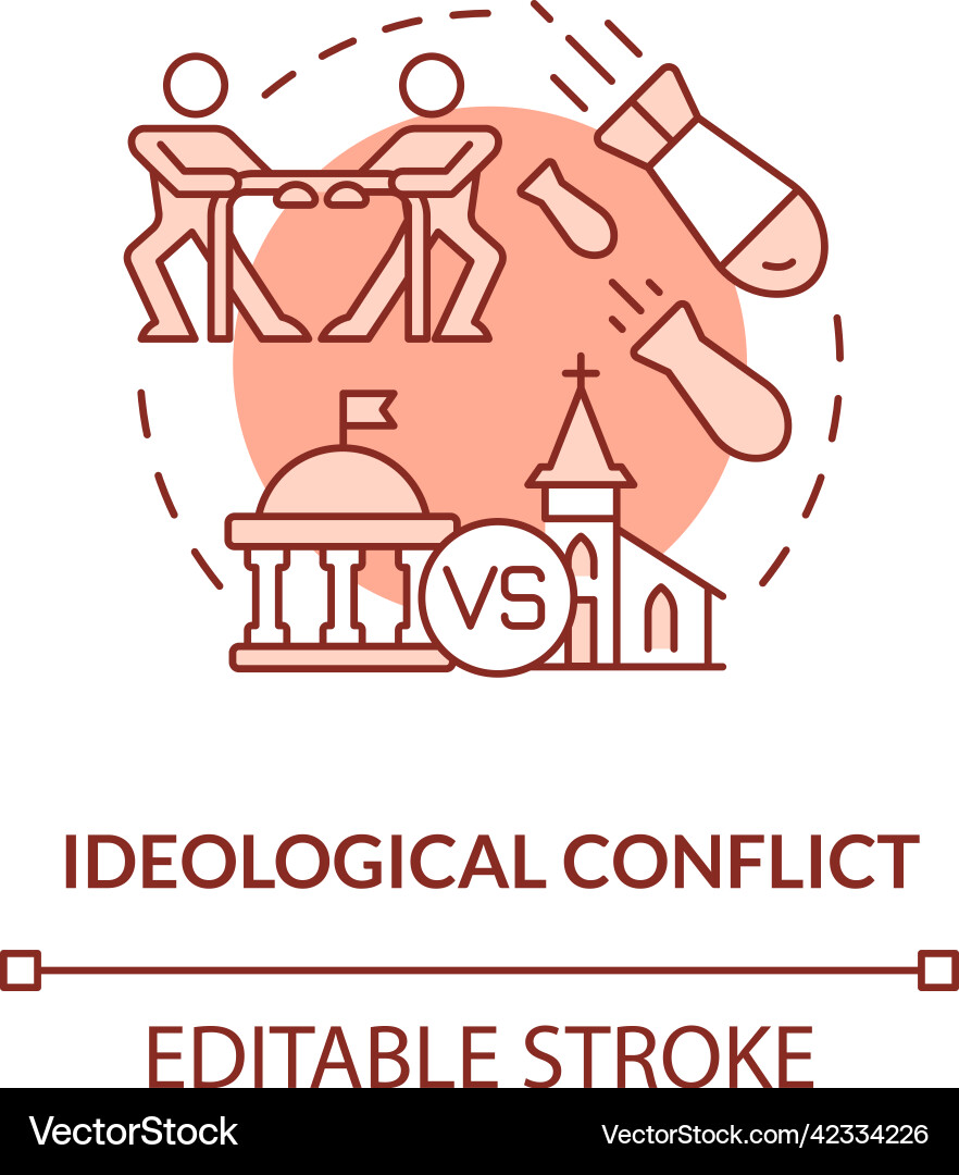 Ideological conflict terracotta concept icon Vector Image