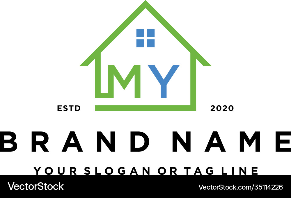 Letter my home logo design Royalty Free Vector Image