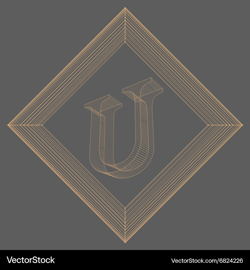 Letter u fonts of mesh Royalty Free Vector Image