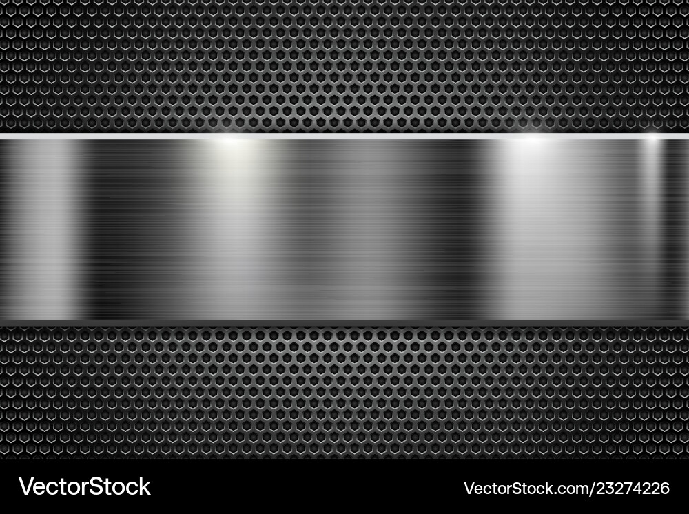 Metal perforated texture with steel horizontal Vector Image