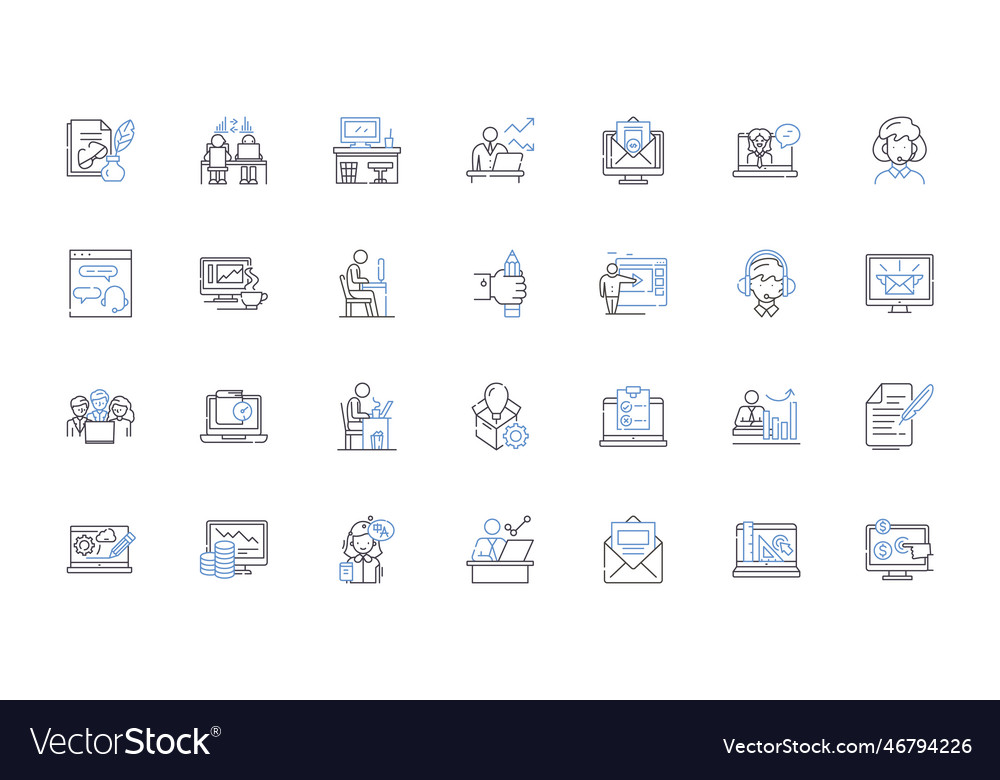 Operational flow line icons collection workflow Vector Image Operational flow line icons collection workflow Vector Image