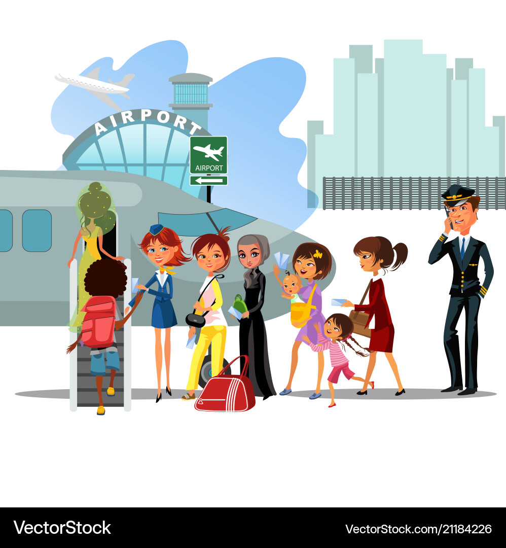 People climb ladder aboard plane landing men Vector Image