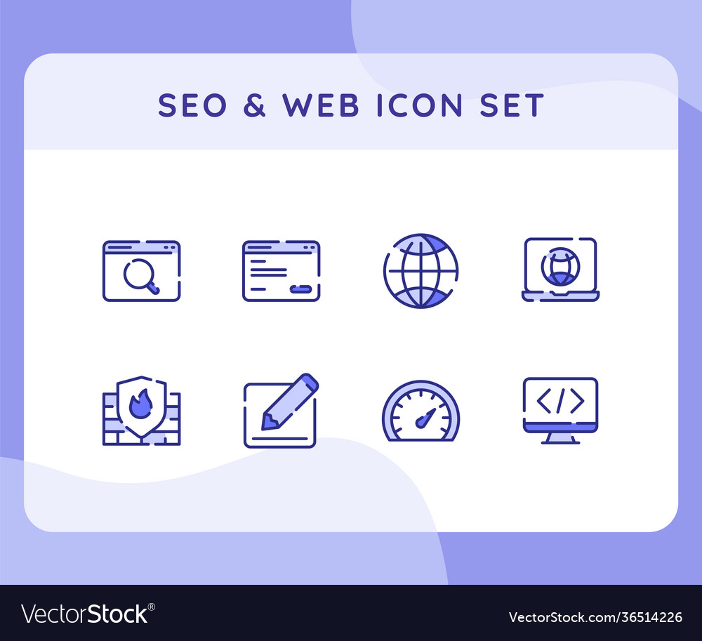 Seo and web icon icons set collection package Vector Image