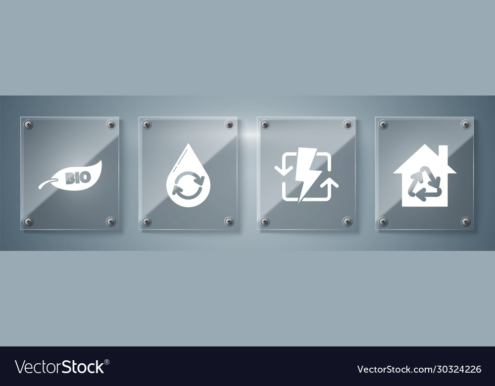 Set eco house with recycling symbol recharging Vector Image