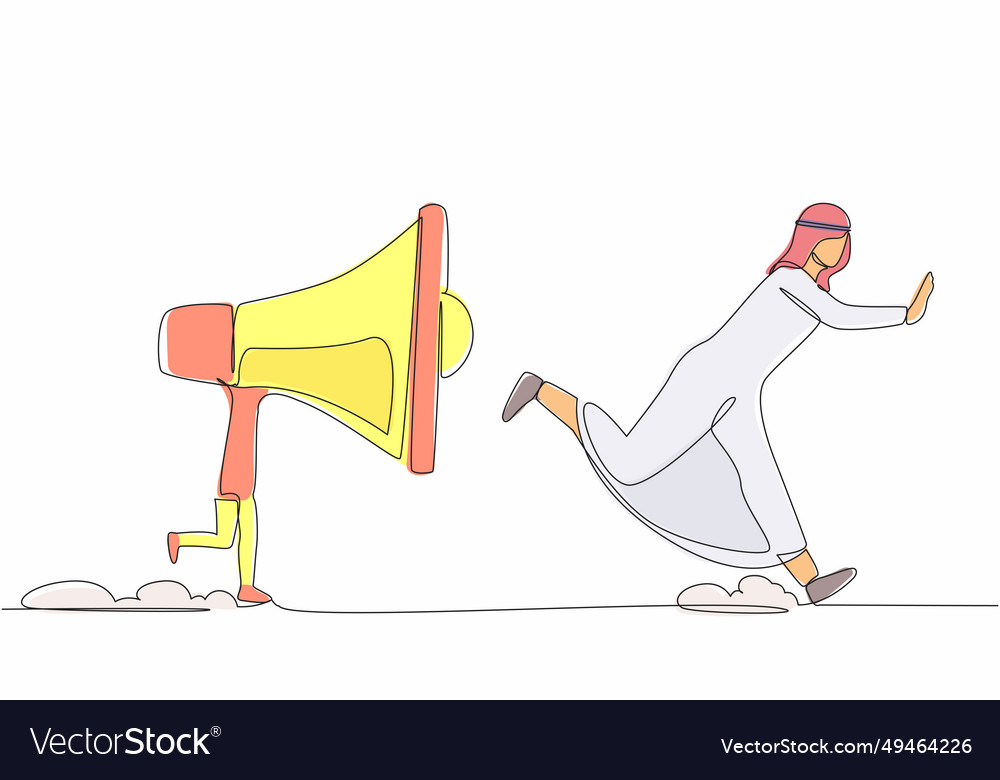 Single continuous line drawing unhappy arabian Vector Image