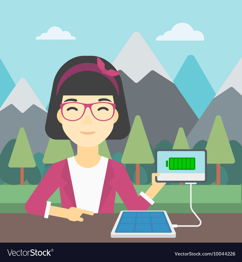 Solar panel charging tablet computer Royalty Free Vector