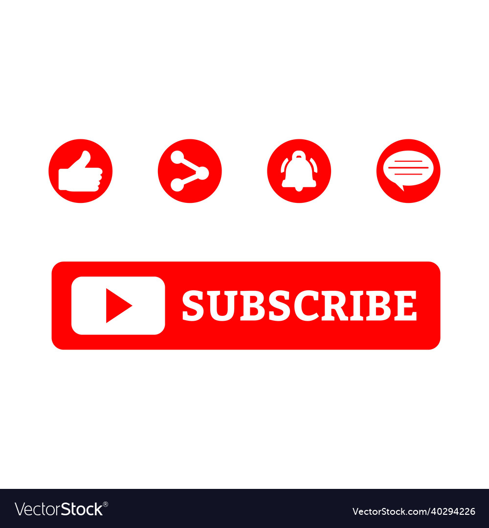Subscriber red button collection simple red Vector Image