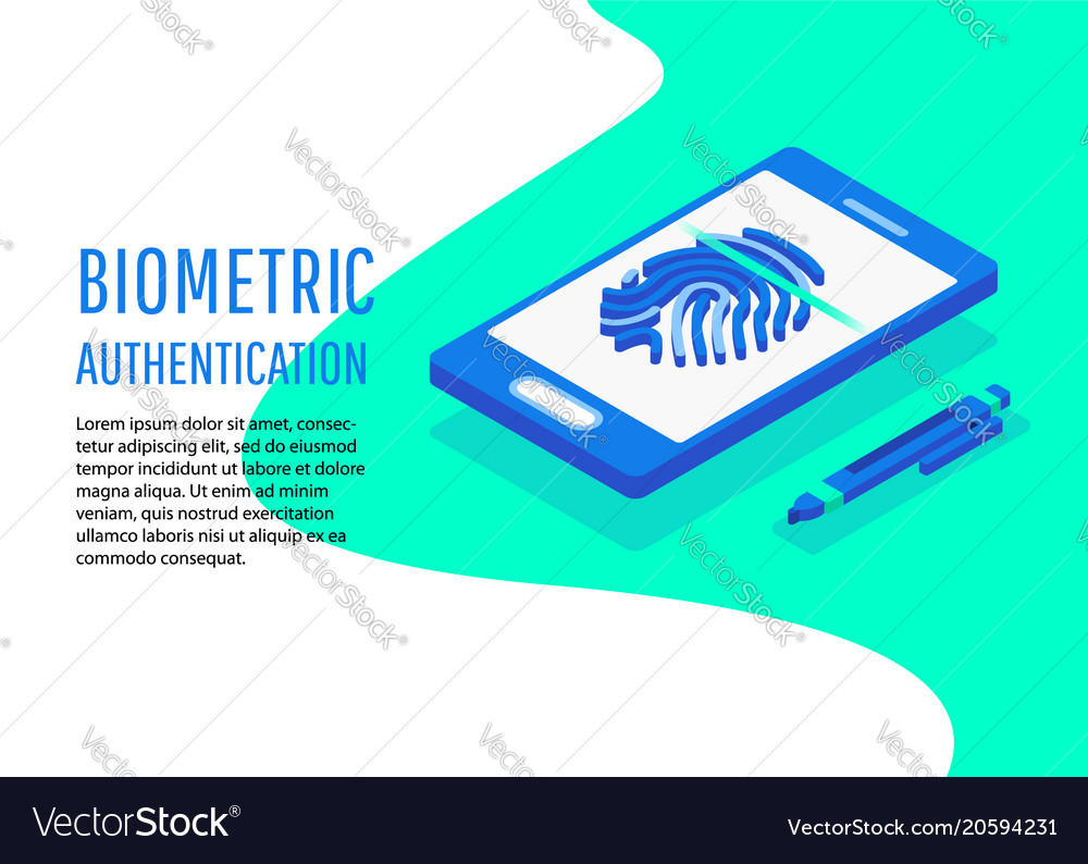 Biometric authentication methods isometric Vector Image