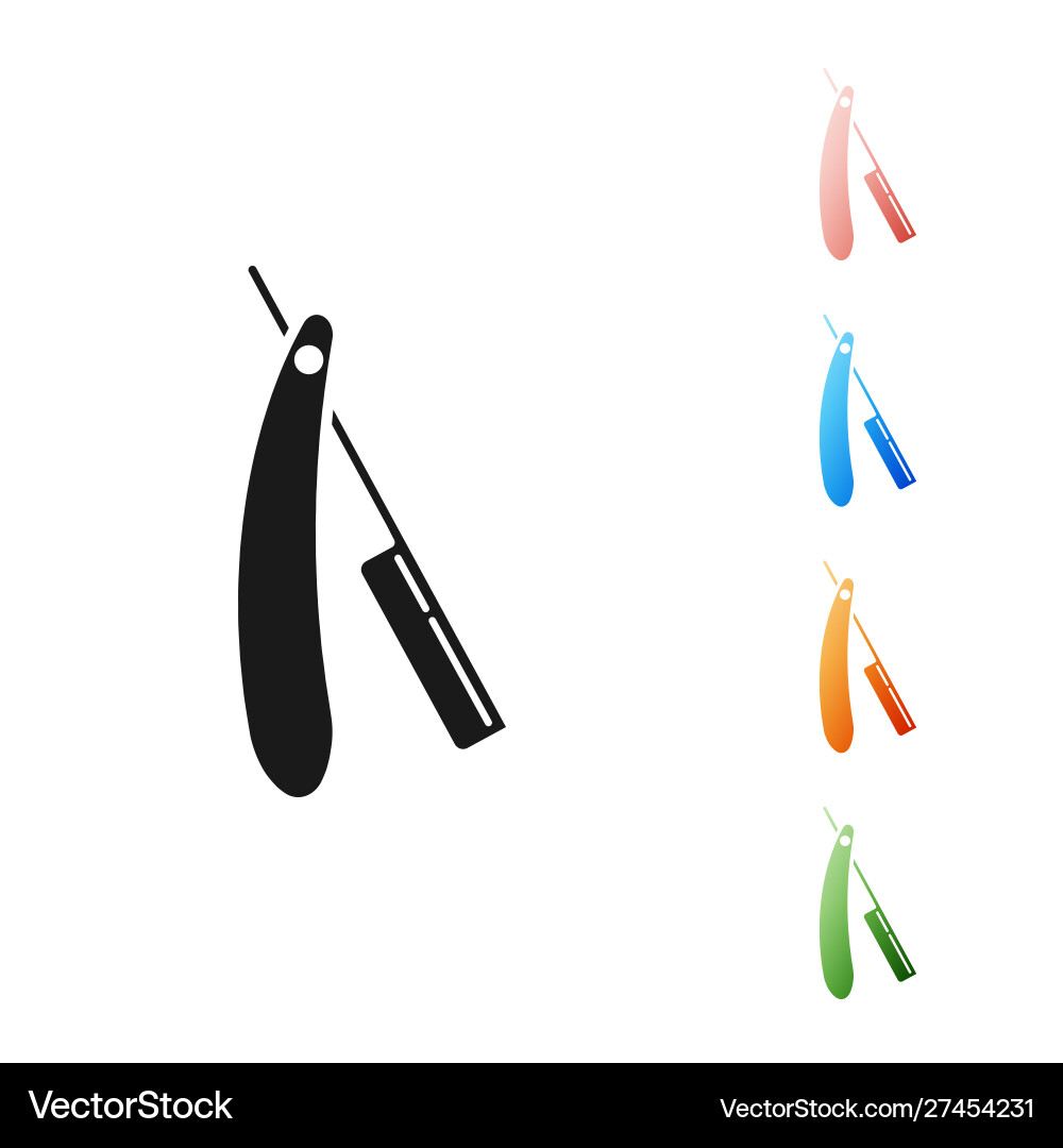 Black straight razor icon isolated on white Vector Image