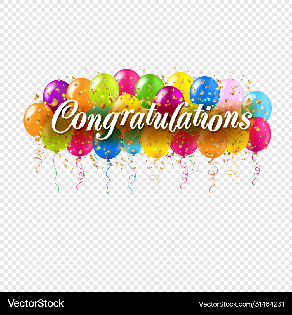 Congratulations card and colorful balloons Vector Image
